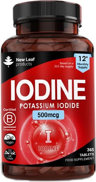 New leaf health Iodine Tablets 500mcg Vegan Thyroid Support - 12 Month ...