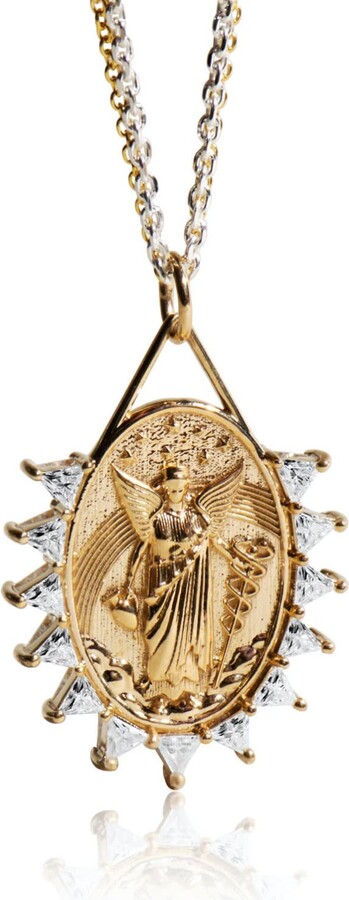 Cartography Gold / White Iris The Greek Goddess Of Rainbows - Necklace In 10K Solid Gold ...