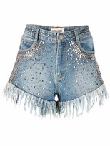 Zadig & Voltaire Embellished Frayed-Edge Denim Shorts - ShopStyle