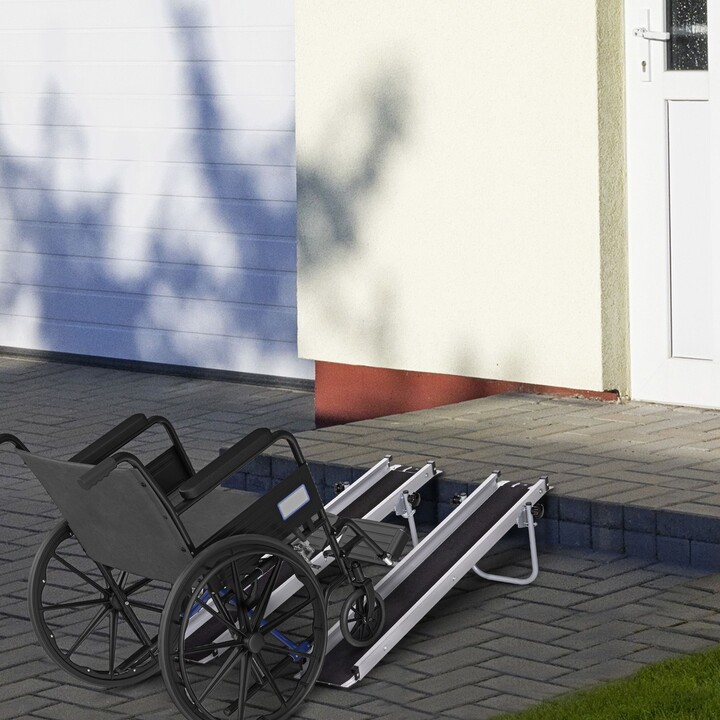 HOMCOM Aluminium Telescopic Wheelchair Ramps, 244cm, 270kg, Folding ...