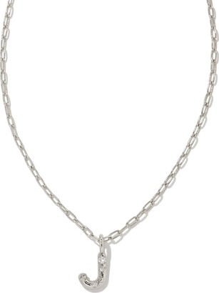Kendra Scott Crystal Letter J Silver Short Pendant Necklace in White ...