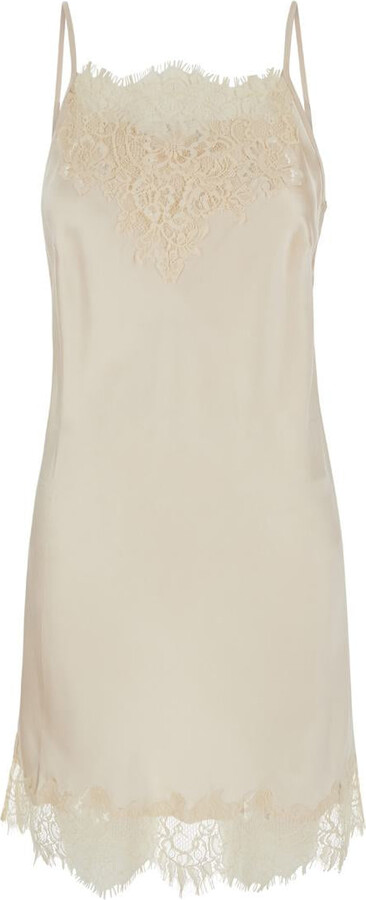 Gold Hawk 'Chantal' Mini White Dress With Tonal Lace Trim In Silk Woman ...
