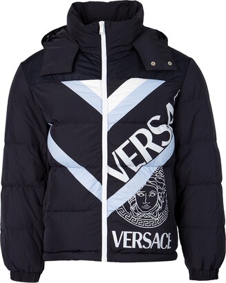Versace La Greca print puffer jacket - ShopStyle