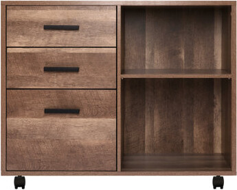 Millwood Pines Rolling Office Cabinet with Drawers, Desk Cabinet ...