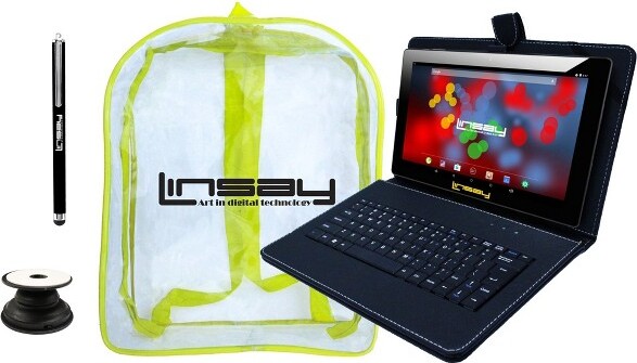 LINSAY 10.1" Tablet 64GB New Android 13 with Black Keyboard and ...