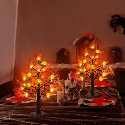 The Holiday Aisle 2 Pack 18 Inch Prelit Fall Maple Tree With 48 Leds ...