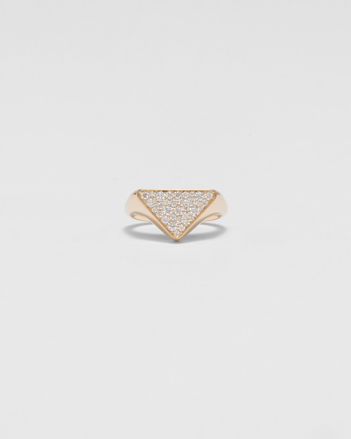 Prada Eternal Gold Signet Ring In Yellow Gold With Diamonds - ShopStyle