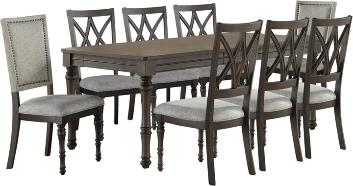 Furniture Linett 9-Pc Dining ( Table + 6 Side chairs + 2 Upholstered ...