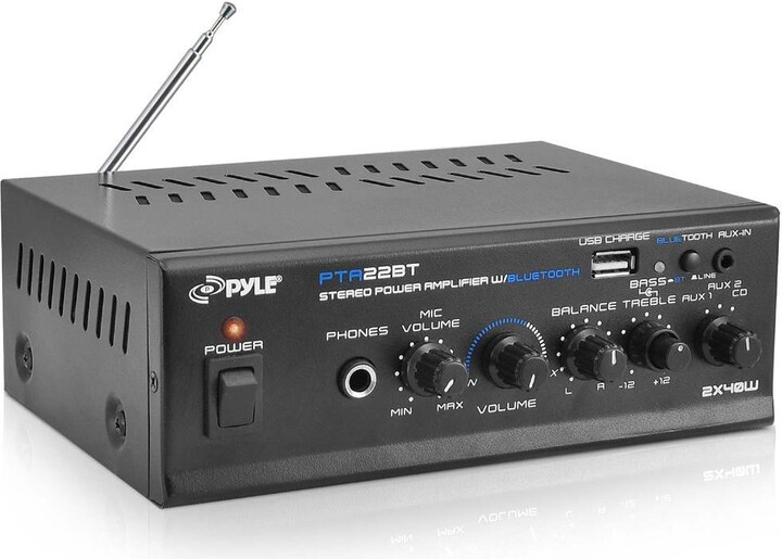 Pyle Bluetooth Mini Audio Amplifier - Compact Desktop Stereo Receiver ...