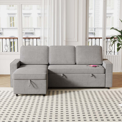 Latitude Run 85.8" L-Shaped Pull Out Sleeper Sofa Couch Convertible ...