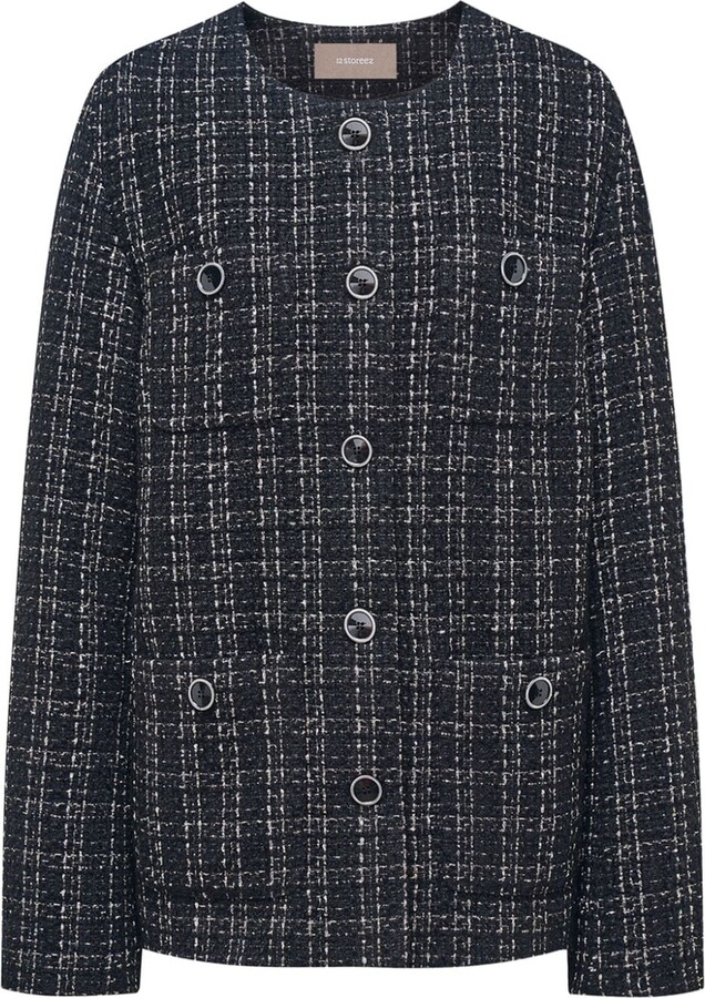 12 STOREEZ Check-Pattern Tweed Jacket - ShopStyle