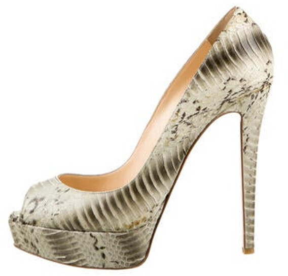 Christian Louboutin Python Animal Print Pumps Grey - ShopStyle