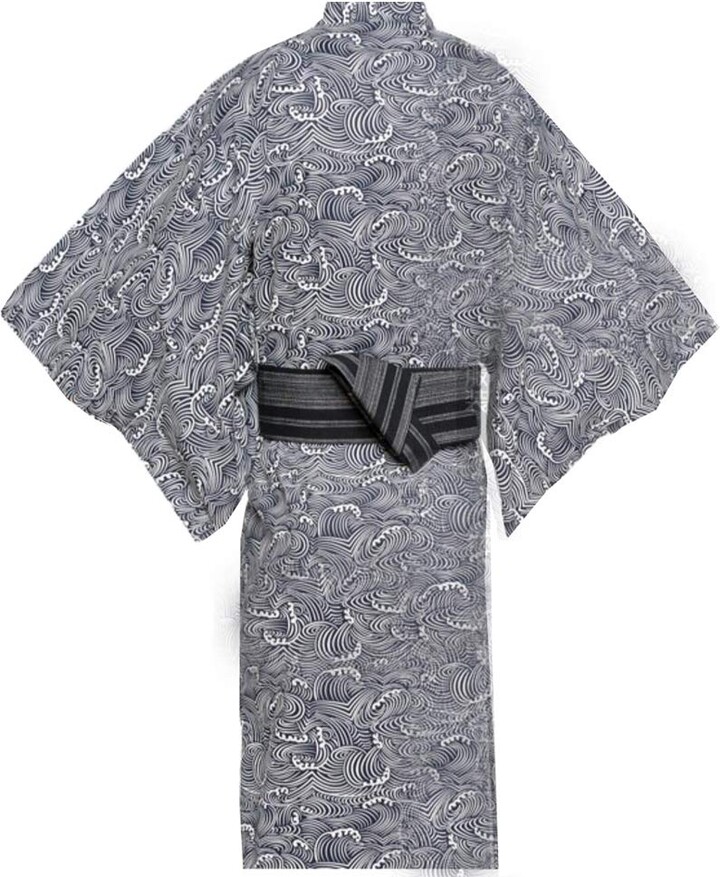 thefancypumpkin Men's Japanese Yukata Japanese kimono Home Robe Pajamas Dressing Gown Size L-C10 ...