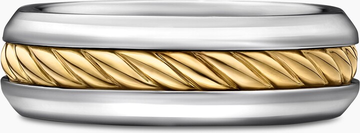 David Yurman Cable Inset Band Ring in Sterling Silver with 18K Yellow ...