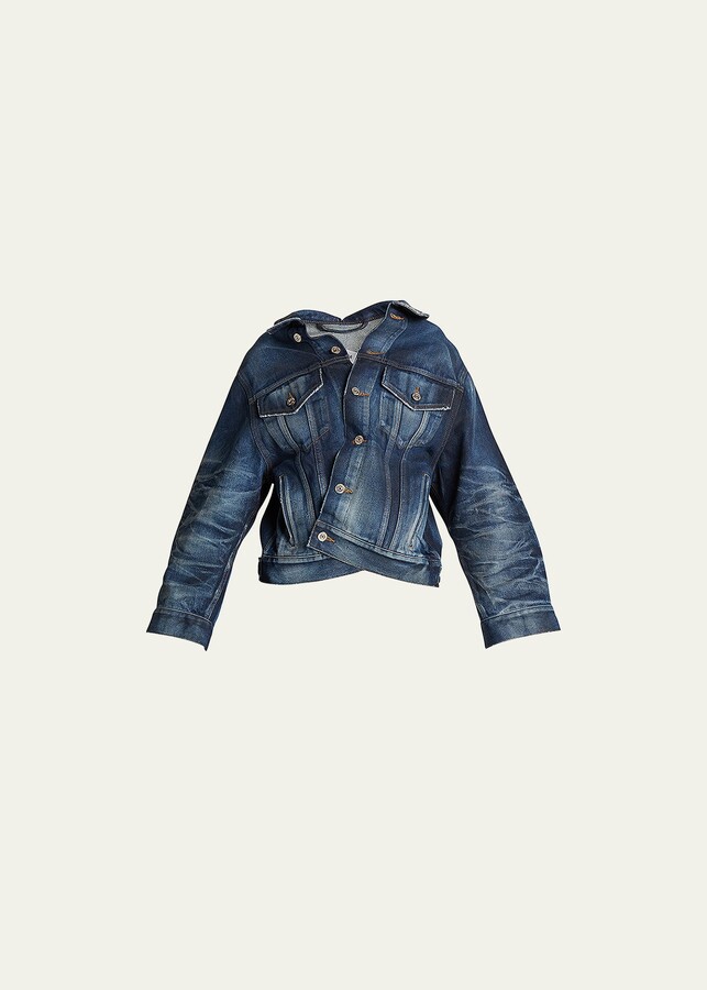 Balenciaga Asymmetric Denim Swing Jacket - ShopStyle