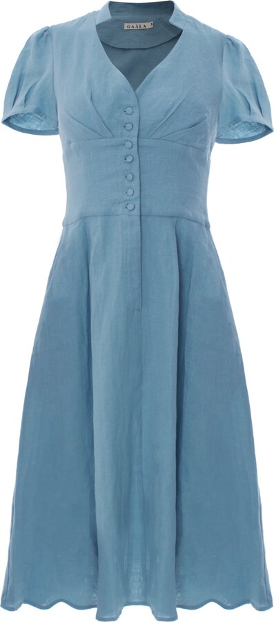 Gaâla Paris - Sharon Blue Linen Dress - ShopStyle