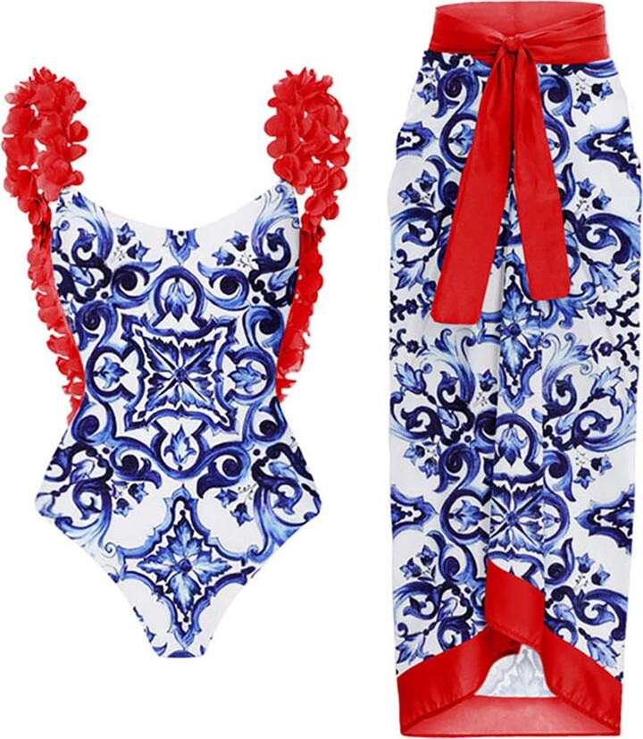 Baodan Bikini Exfoliator Mens Swimwear Flower Print Set Pregnancy