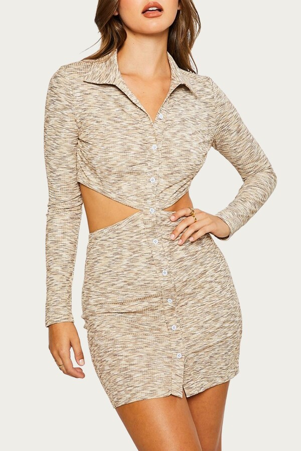 Pretty Garbage Cutout Collared Mini Dress In Brown - ShopStyle
