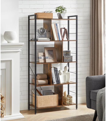 17 Stories 5 Level Bookcase, Storage Shelf Unit, Display Shelf, Living ...