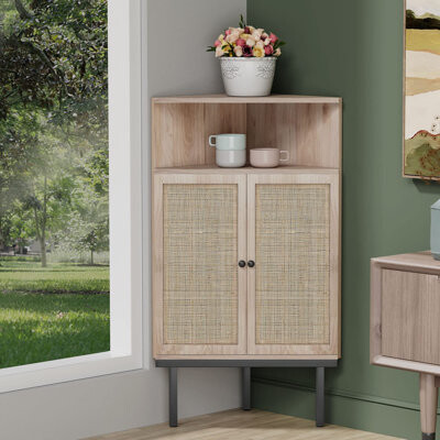 Bay Isle Home Boho Natural Rattan 39.7'' 4-Tier Corner Cabinet ...