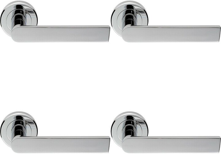 Loops 4x PAIR Flat Rectangular Bar Handle on Round Rose Concealed Fix ...