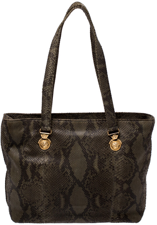 Versace Green Python Leather Tote - ShopStyle
