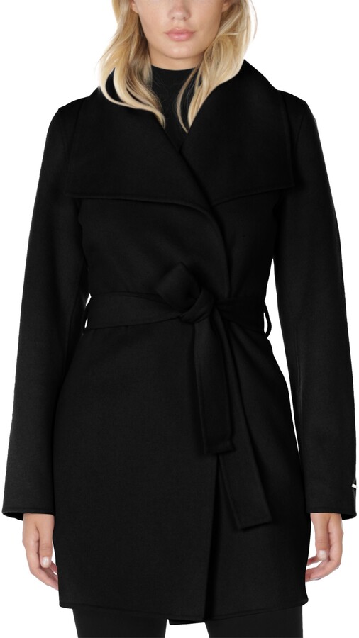 Tahari Ella Double Face Belted Wrap Coat - ShopStyle