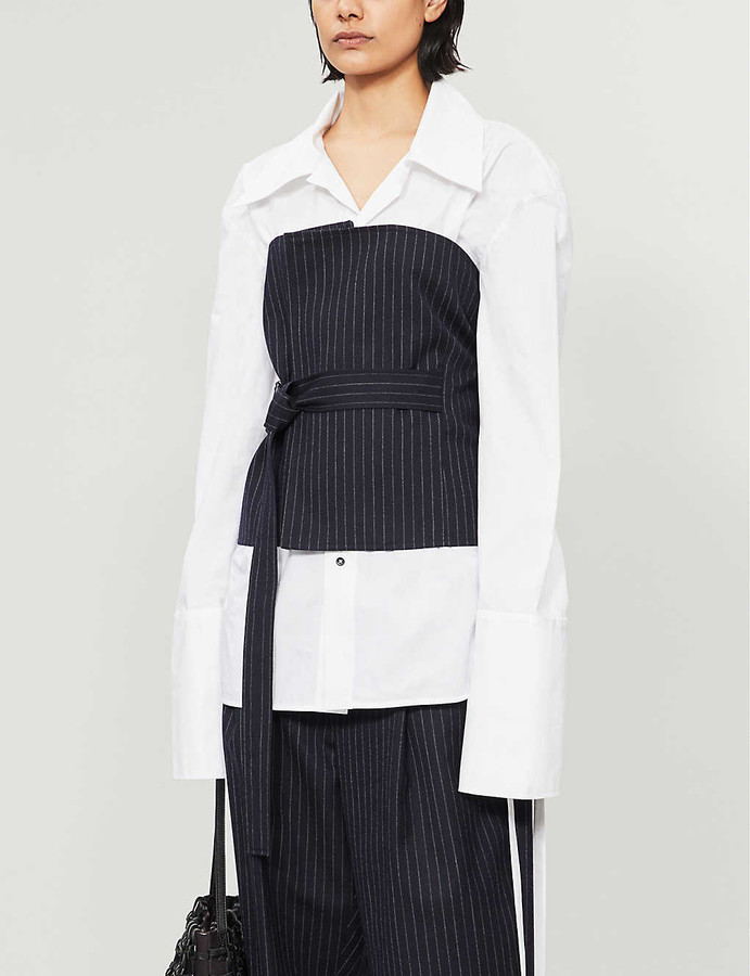 Daniel Pollitt Asymmetric belted wool corset top - ShopStyle