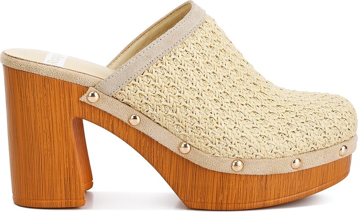 Rag & Co. Jeydena Raffia Platform Clogs In Natural - ShopStyle