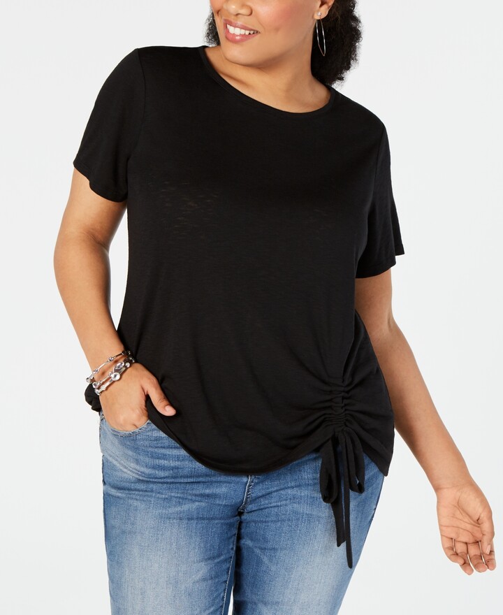 INC International Concepts Plus Size Ruched Top, Created for Macy's ...