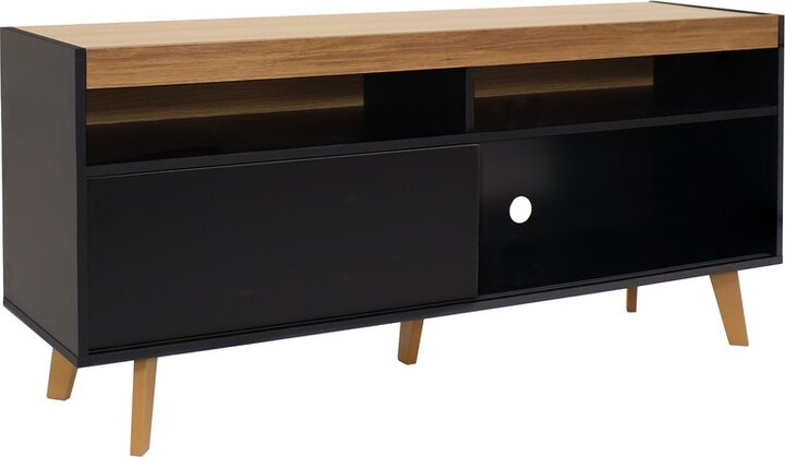 Sunnydaze Decor Mid-Century Modern TV Stand Console for 58" TV - Black ...