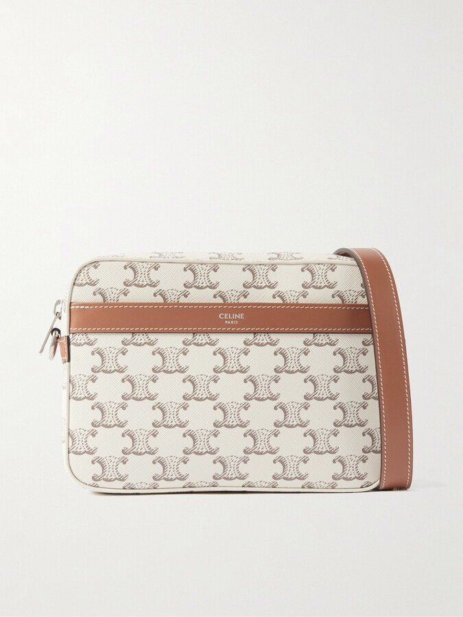 Celine Homme Small Triomphe Leather-Trimmed Logo-Print Coated-Canvas ...