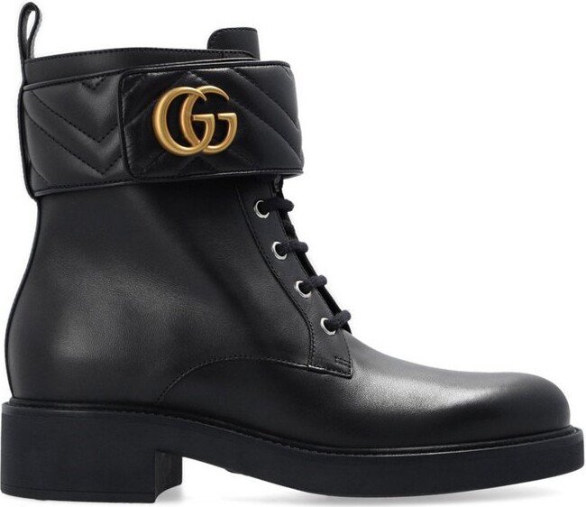 Gucci Logo Plaque Lace-Up Ankle Boots - ShopStyle
