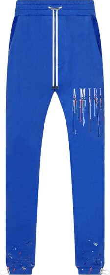 Amiri Embroidered Paint Drip Core Logo Sweatpant Blue - ShopStyle Pants