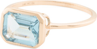 TJMAXX 14K Gold Sky Blue Topaz East West Bezel Set Octagon Ring ...