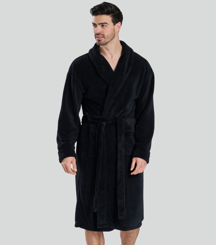 Men's Black Fleece Dressing Gown Loungeable - ShopStyle Robes