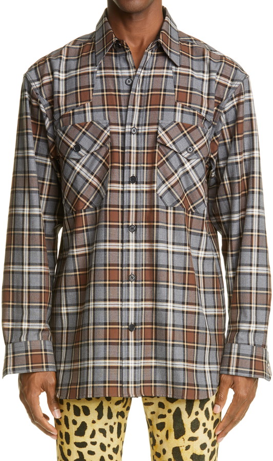 Dries Van Noten Carwick Plaid Cotton Flannel Shirt - ShopStyle