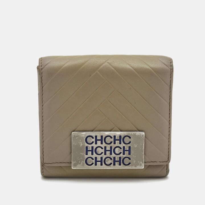 CH Carolina Herrera Grey Quilted Leather Logo Trifold Wallet - ShopStyle