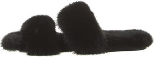 Saint Laurent Mink Slides - ShopStyle