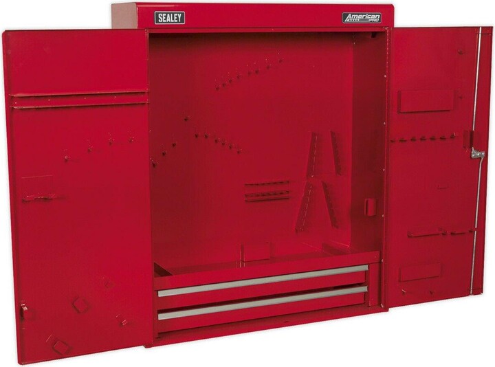Loops 750 x 225 x 890 Wall Mounted 2 Drawer Tool Cabinet - RED ...