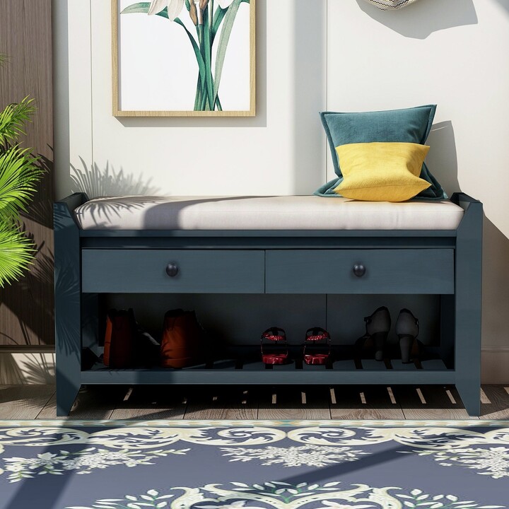 EDWINRAYLLC Bench with Removable Cushion, Storage Bench with ...