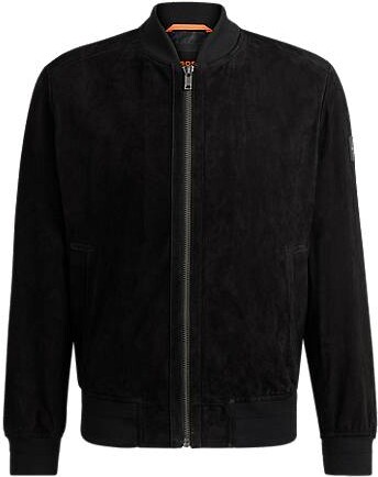 HUGO BOSS Suede bomber jacket with ribbed trims - ShopStyle