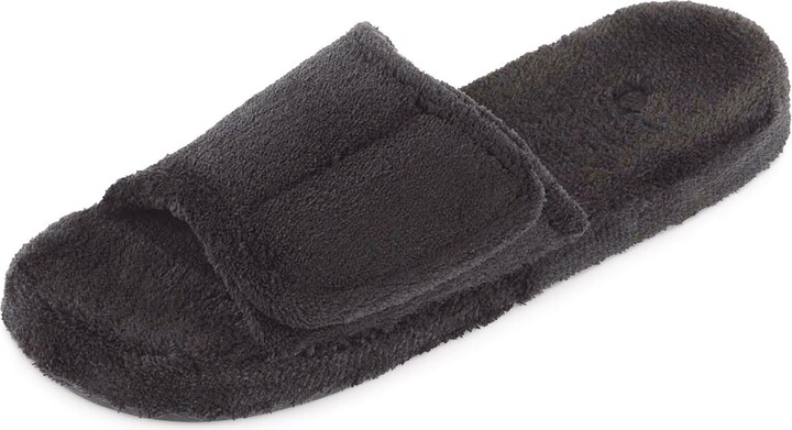 Acorn Men's Spa Slide Slippers with Adjustable Strap and Soft Terry ...