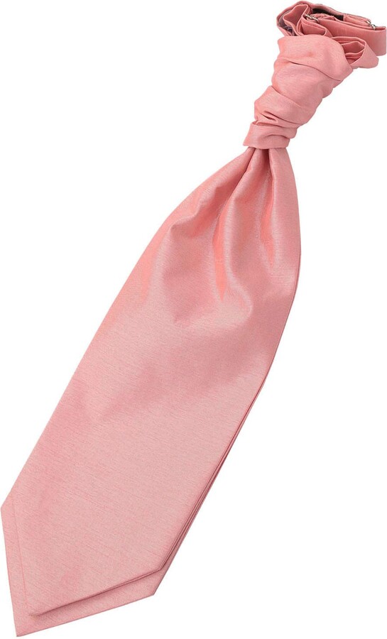 DQT Plain Shantung Polyester Wedding Scrunchie Pre-Tied Cravat for Men ...