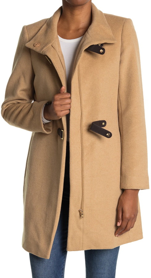 Lauren Ralph Lauren Tab Front Closure Wool Blend Coat - ShopStyle