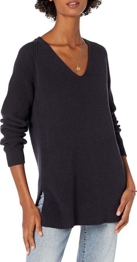 Goodthreads Women's Cotton Shaker Stitch Deep V-Neck Sweater - ShopStyle