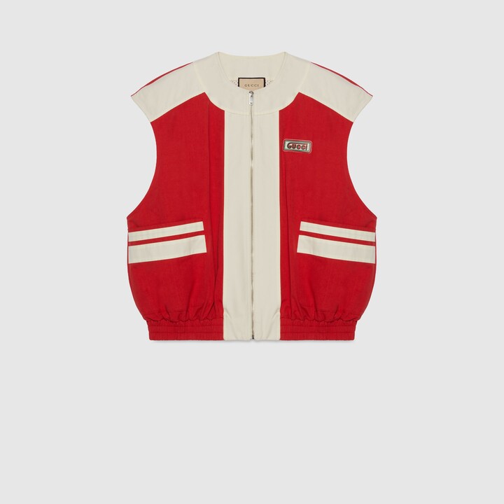 Gucci Cotton gilet jacket with patch - ShopStyle