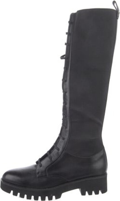 Theory Leather Combat Boots - ShopStyle