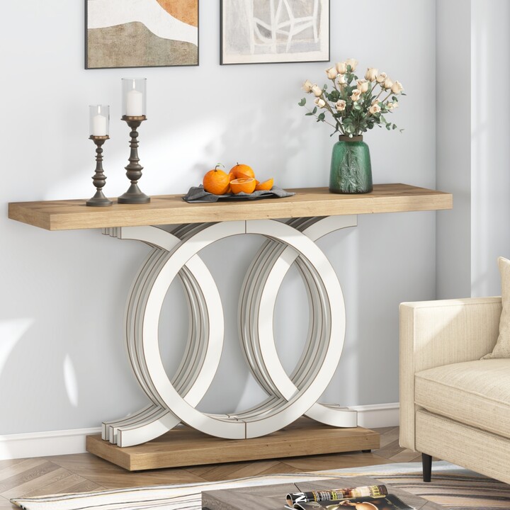 Tribesigns 55 inches Console Table with Geometric Base, Farmhouse ...