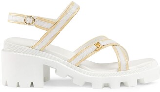 Gucci Leather Block Heel Sandals - ShopStyle